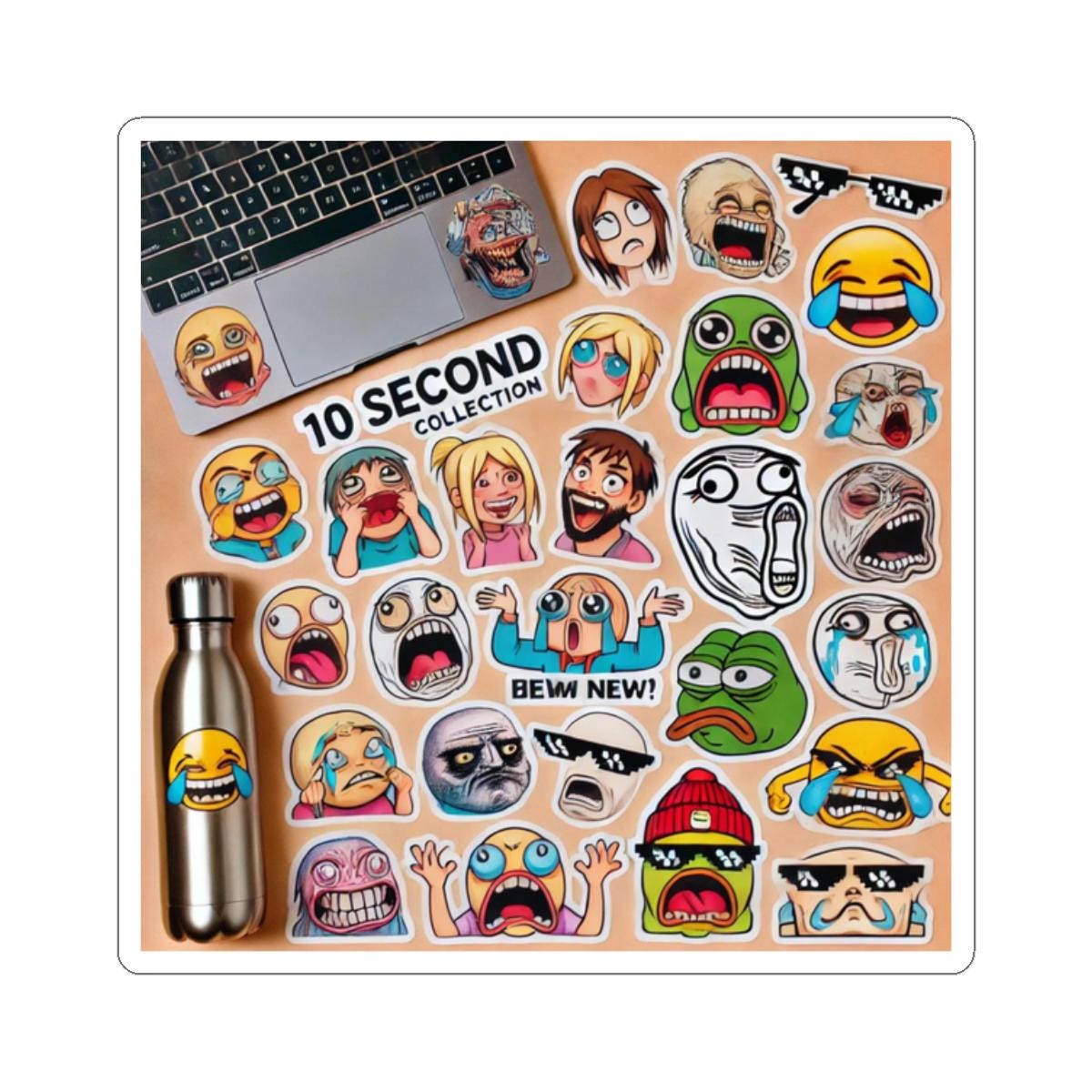 Fun Emoji Meme Stickers for Laptops, Water Bottles, and Notebooks ...
