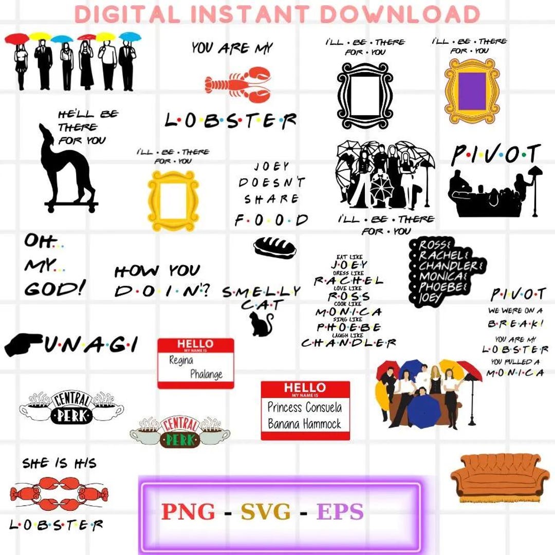 Friends Svg,friends TV Show Bundle, Font Friends, Layered Files,cricut Svg Files,svg Bundle ...