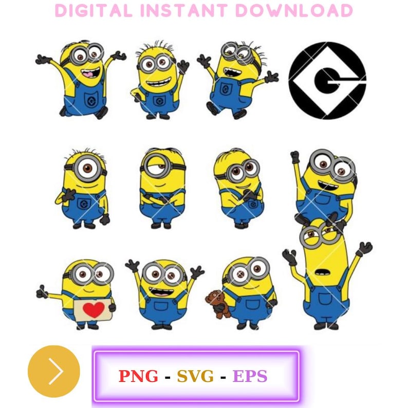 Minions Bundle Svg, Gru G Logo Svg, Despicable Me Svg, Kawaii Svg ...