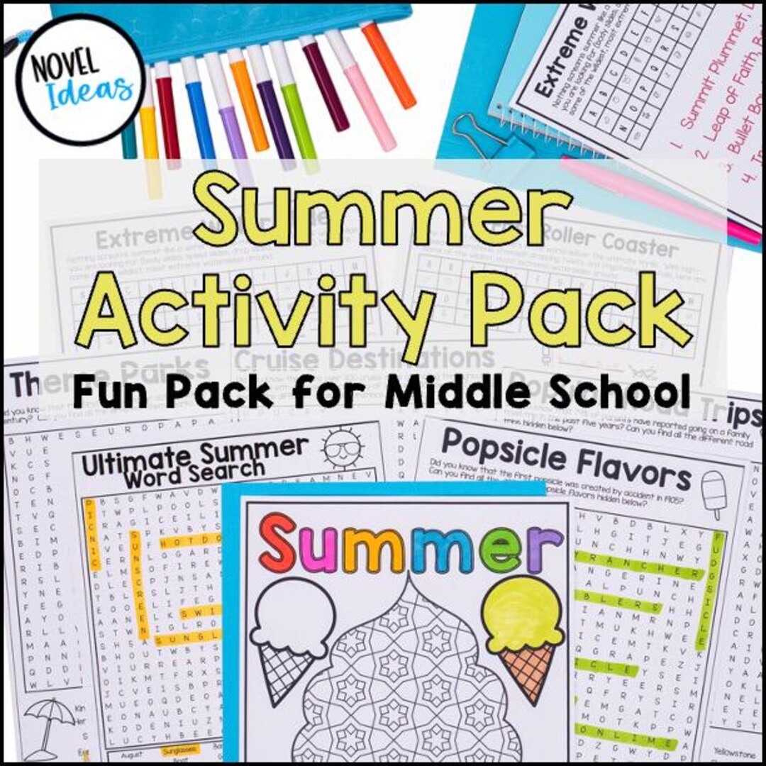 Summer End of Year Activities Word Search Puzzles Coloring Pages Middle ...