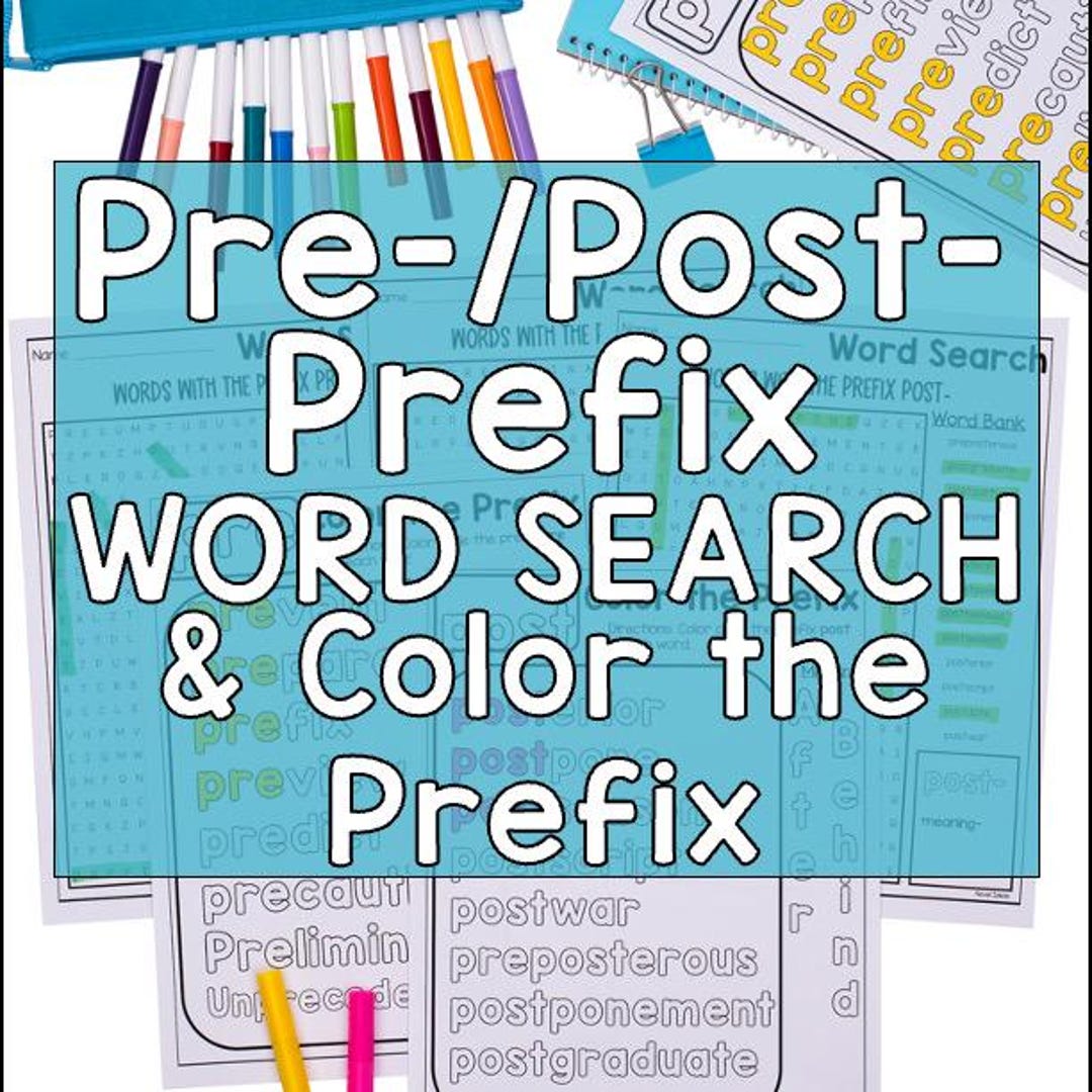 Pre- & Post- Prefix Word Searches Color the Reading ELA Vocabulary ...