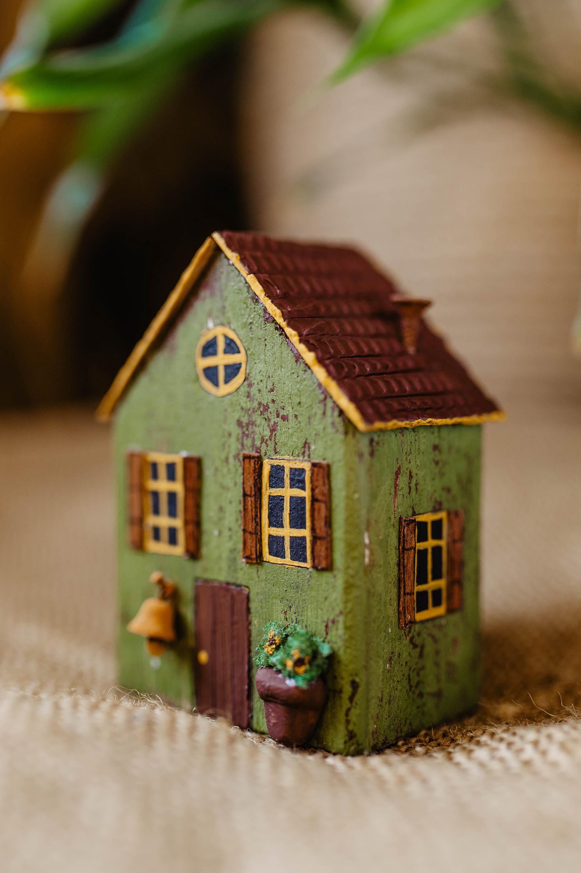 Rustic House Decor, Mini Wooden House, Biophilic Art, Tiny Wooden House ...