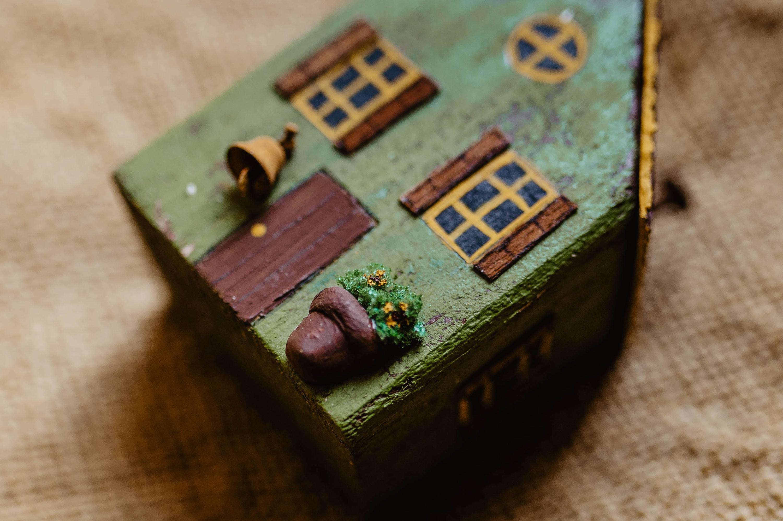 Rustic House Decor, Mini Wooden House, Biophilic Art, Tiny Wooden House ...
