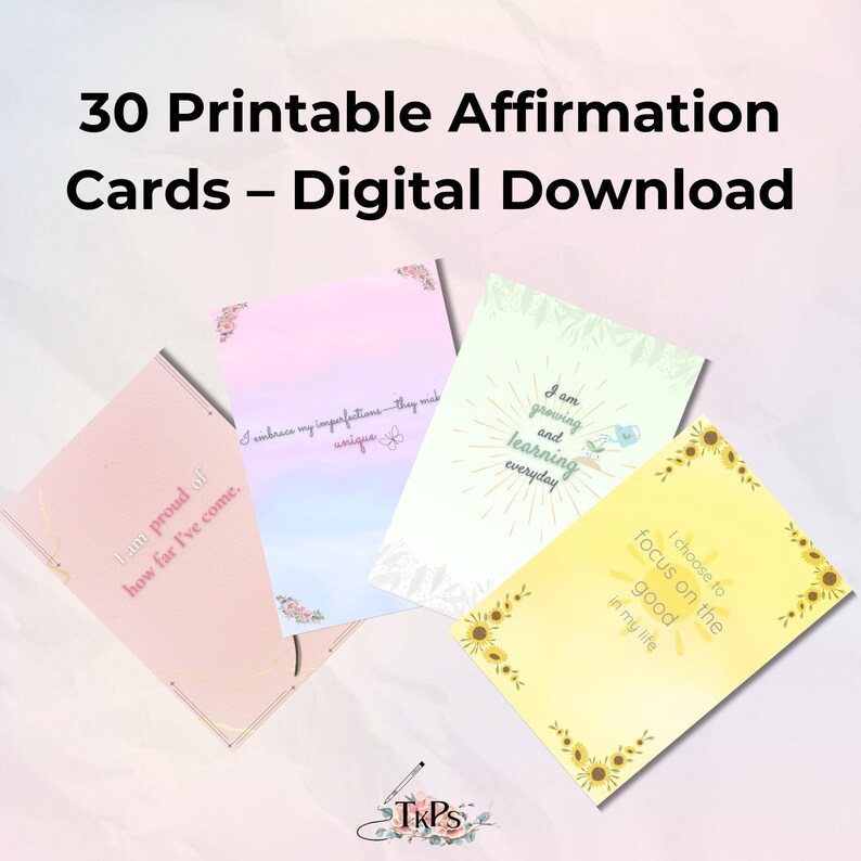 30 Printable Affirmation Cards Digital Self-care Cards Aesthetic ...