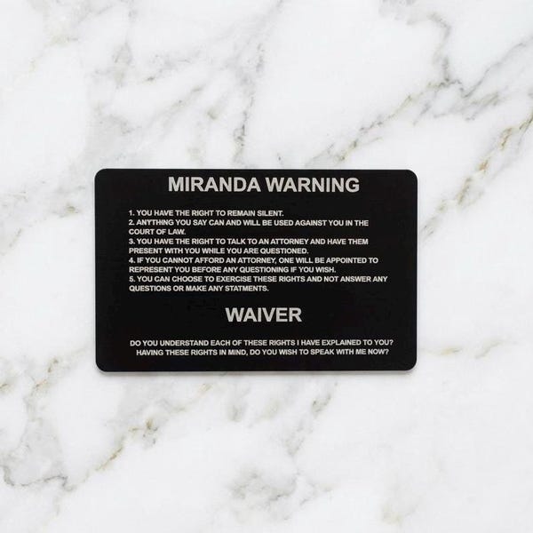 Miranda Warning Cards - Etsy