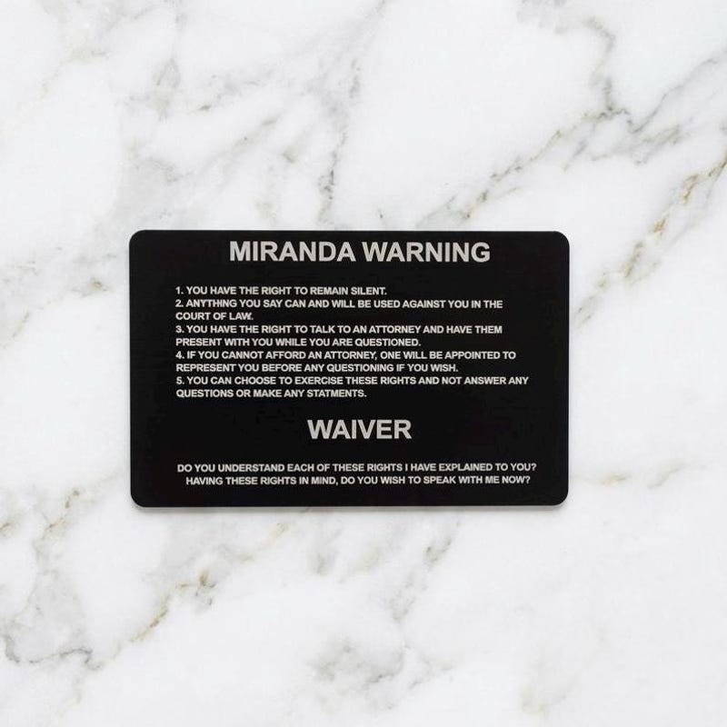Miranda Warning Cards - Etsy