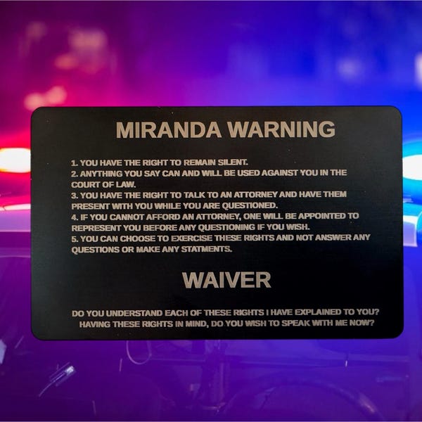 Miranda Rights Cards - Etsy