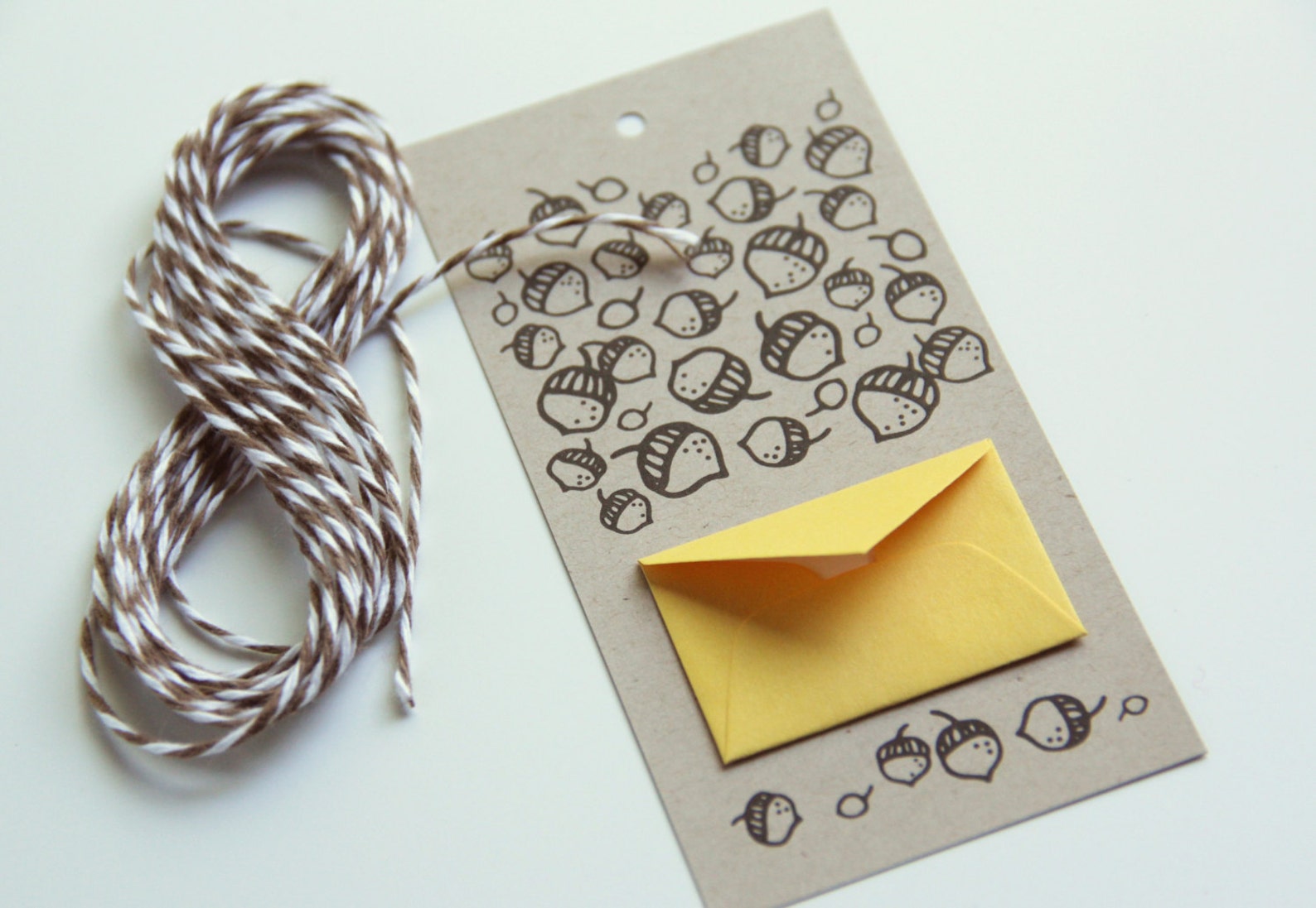 10 Acorn Gift Tag Set With Tiny Envelope and Brown Twine | Etsy