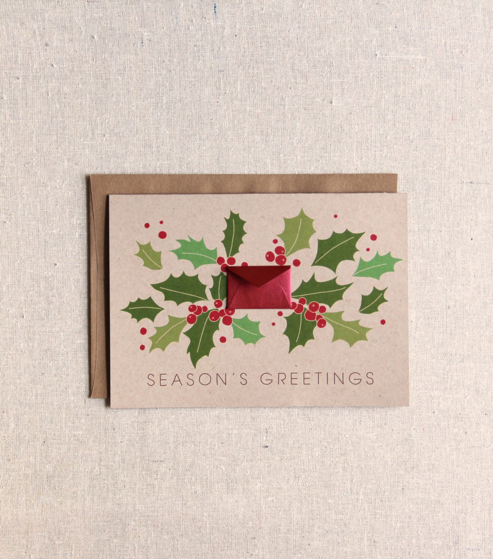 Season's Greetings Tiny Envelope Holiday Card - Etsy