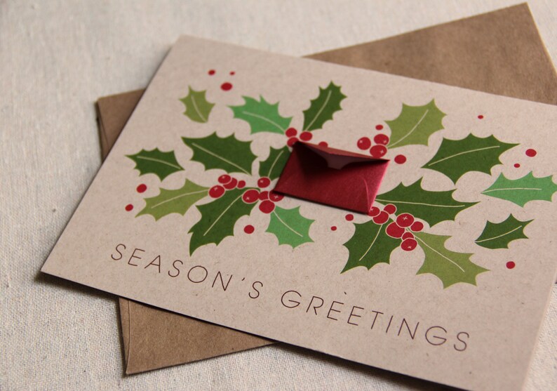 Season's Greetings Tiny Envelope Holiday Card | Etsy