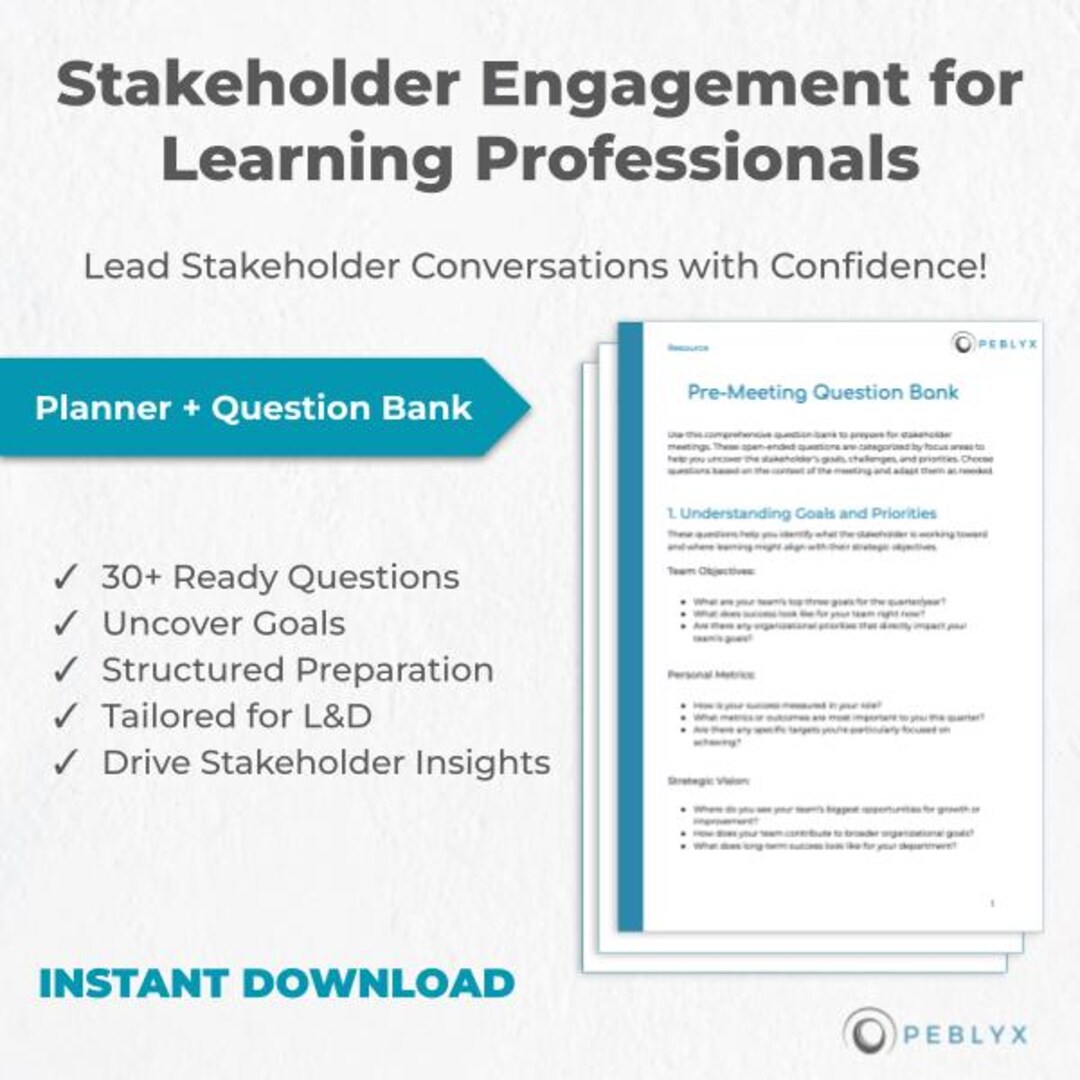 Stakeholder Conversation Toolkit | Planner + Question Bank for HR and L ...