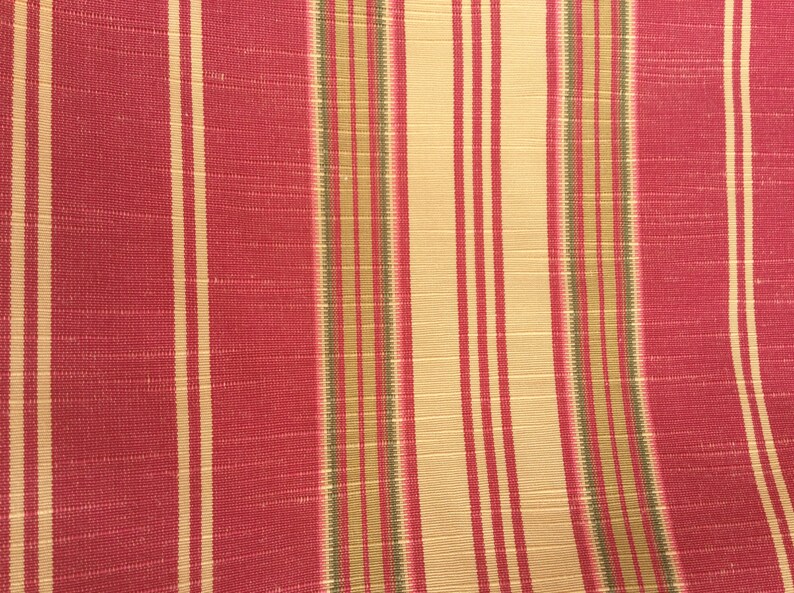 RASPBERRY Pink Gold Green WOVEN STRIPE Drapery Upholstery Fabric, 21-43 ...