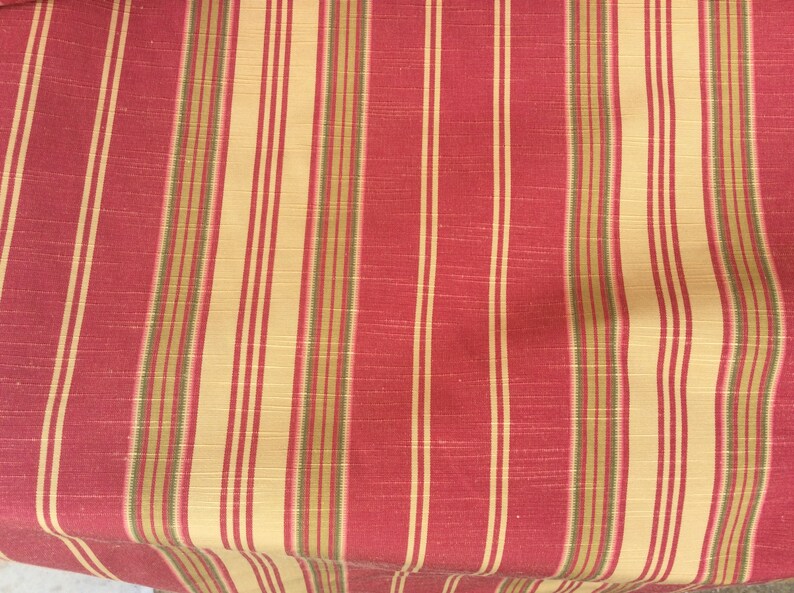 RASPBERRY Pink Gold Green WOVEN STRIPE Drapery Upholstery Fabric, 21-43 ...