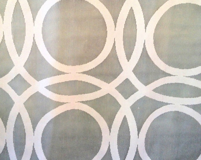 Ivory Interlocking CIRCLE Pattern Printed SHEER Drapery Fabric 31-66-01 ...