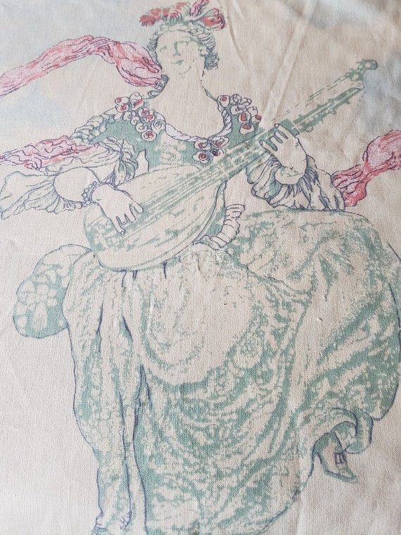 VICTORIAN String player Musicians COTTON 2.5 Yrd. REMNANT | Etsy