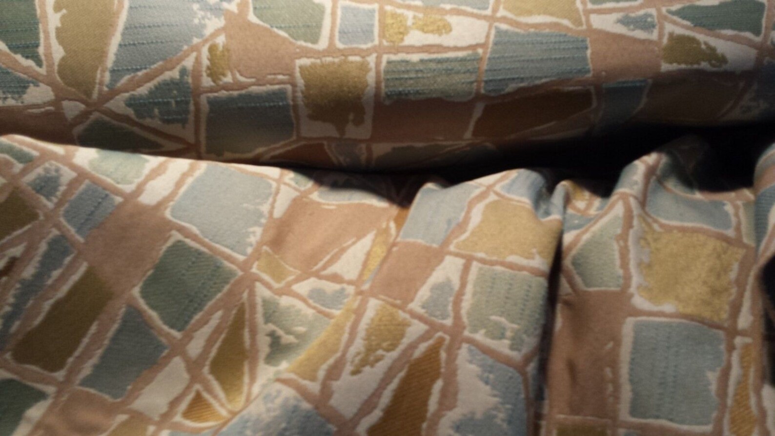AQUA Tan Cream ABSTRACT Geometric COTTON Upholstery Fabric - Etsy