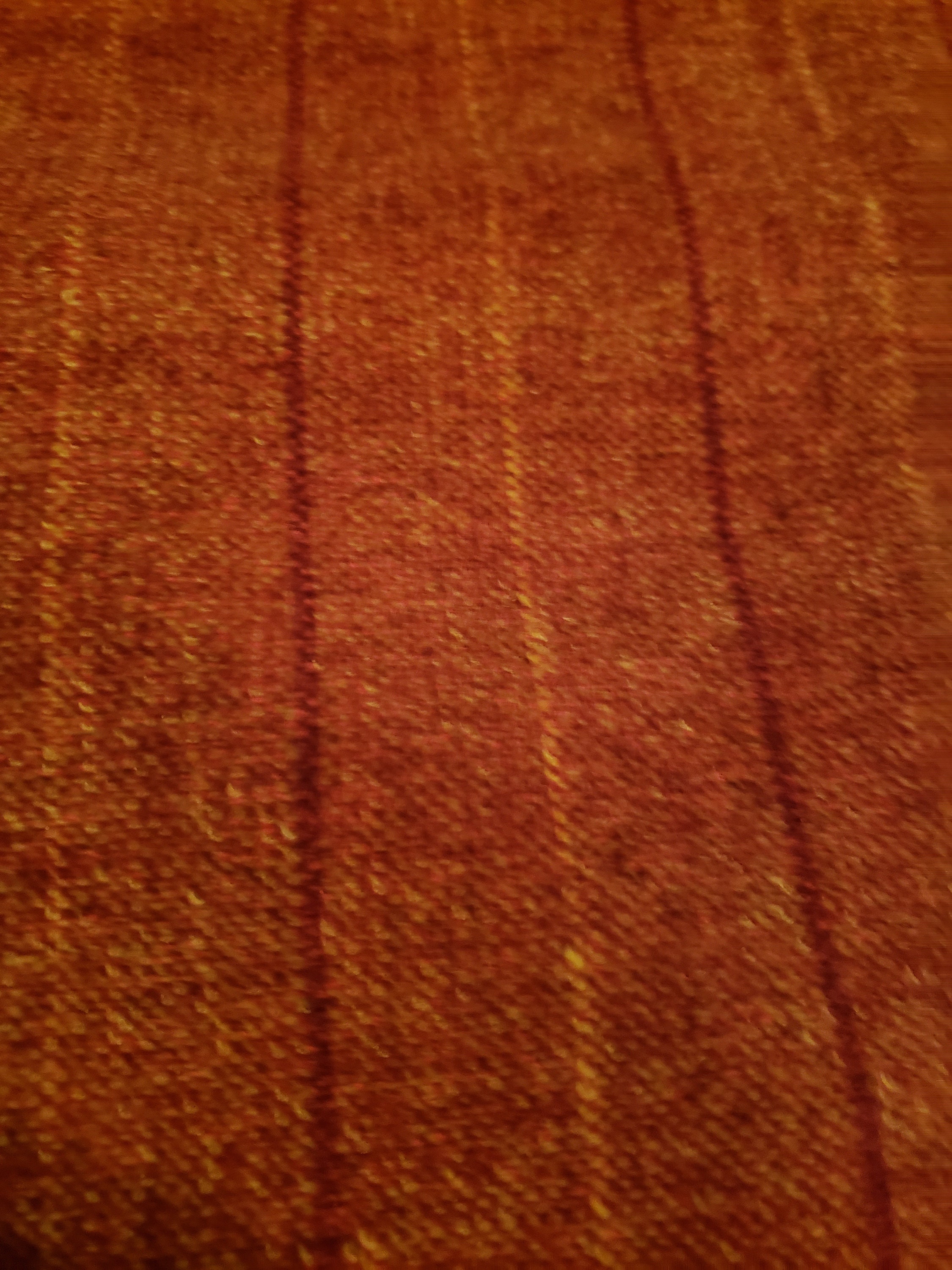 Burnt ORANGE CHENNILLE Red Gold Pin Stripe 3.5 Yrd, REMNANT Upholstery ...