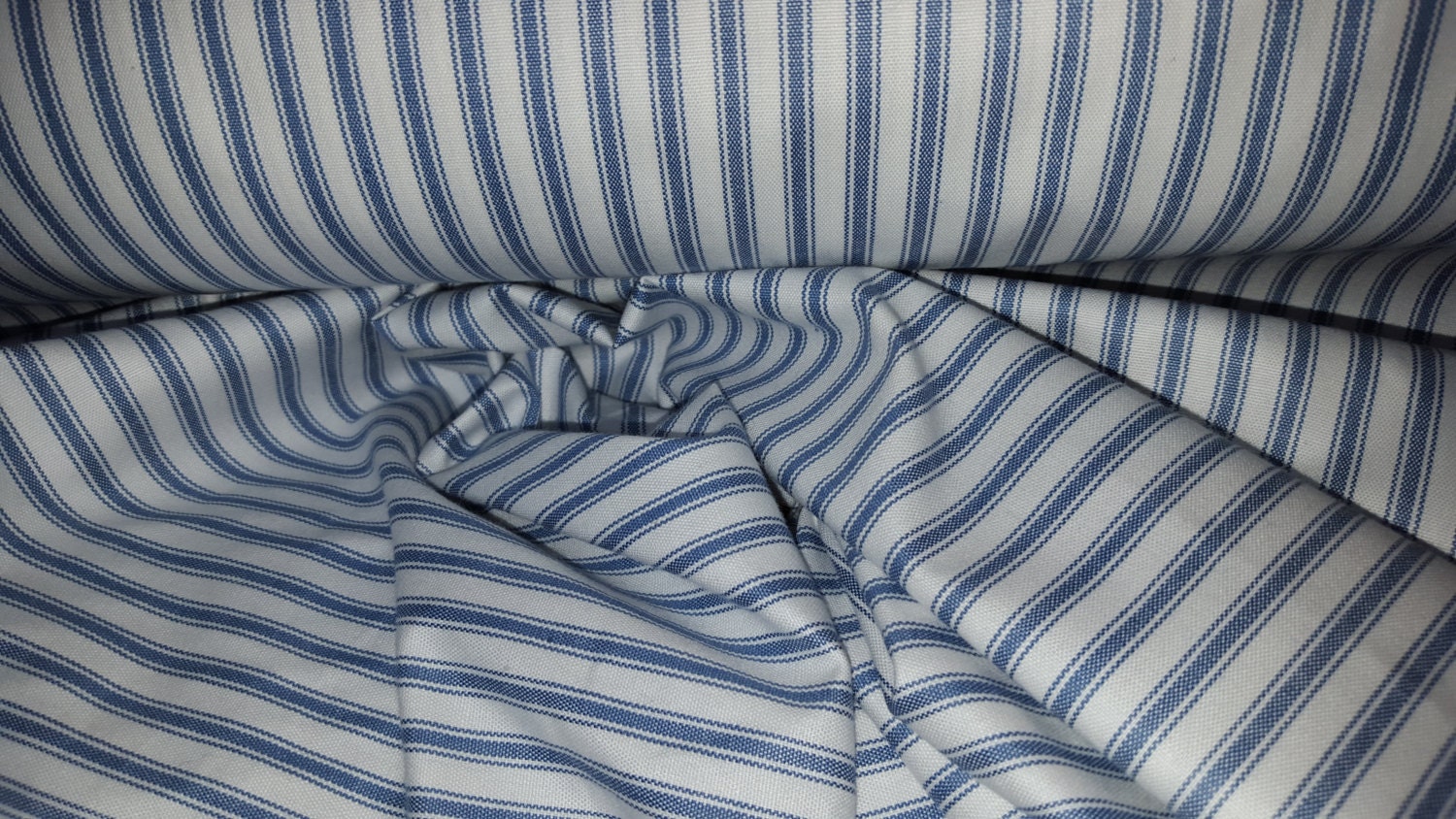 NAVY Blue and White Cotton TICKING STRIPE Drapery Upholstery Fabric, 20 ...
