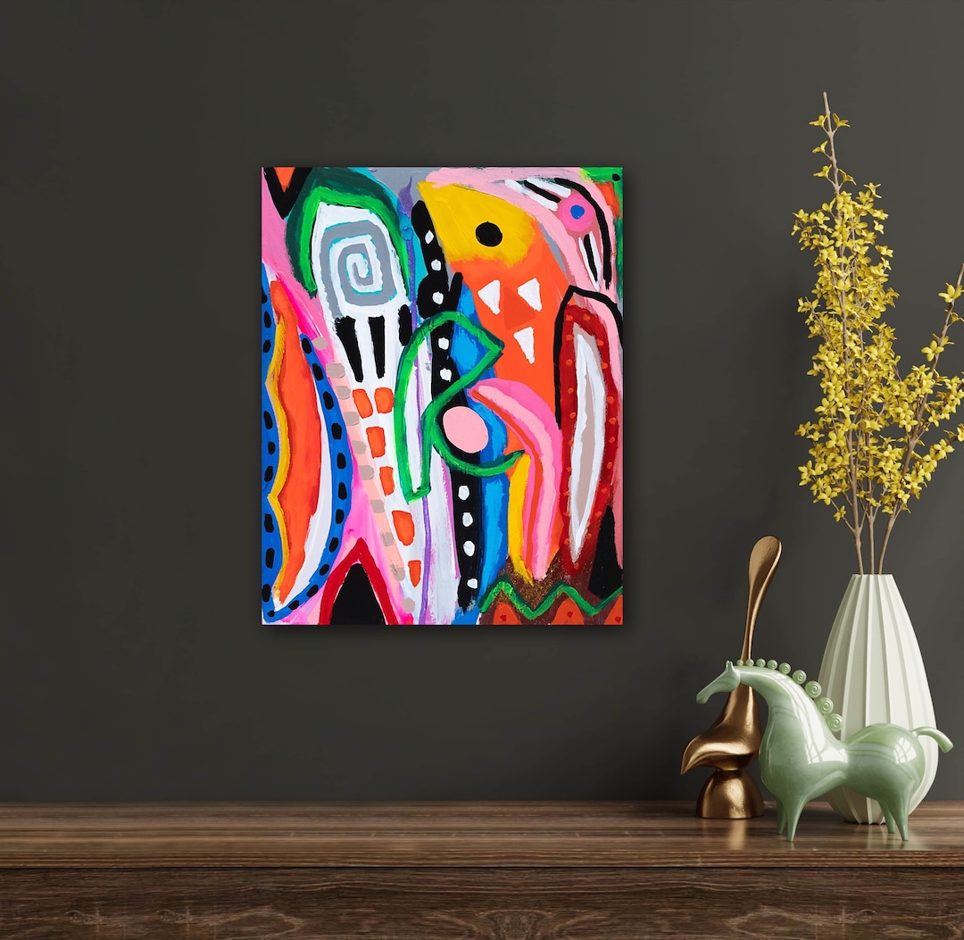 PROTECTED HABITAT Abstract Art Acrylic Painting on Cradled Wood 14 X 11 ...