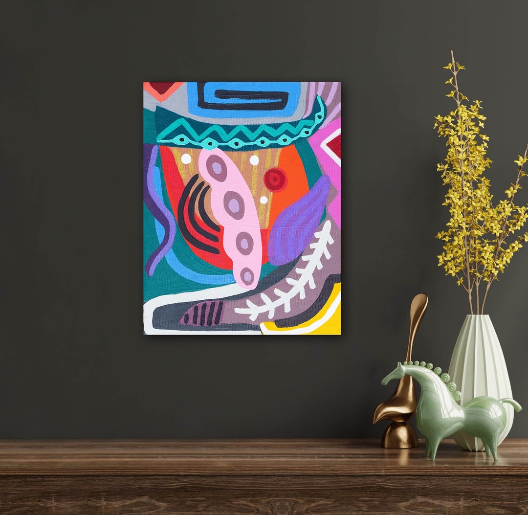 SUPPORT SYSTEM Original Abstract Art Acrylic Painting on Canvas 14 X 11 ...