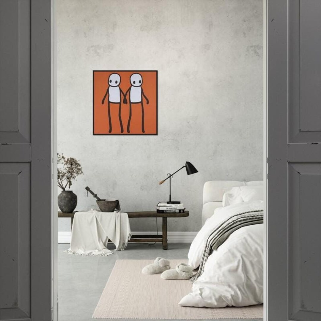 Stik 'holding Hands' Orange | Retro Poster | Vintage Art | Home Decor ...