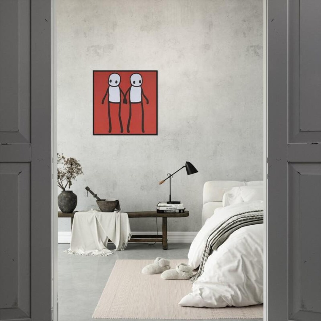 Stik 'holding Hands' Red | Retro Poster | Vintage Art | Home Decor ...