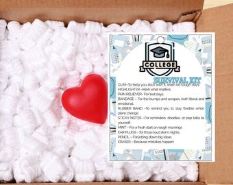 College Survival Kit Gift Tag, Welcome to College, 5x7” Printable ...