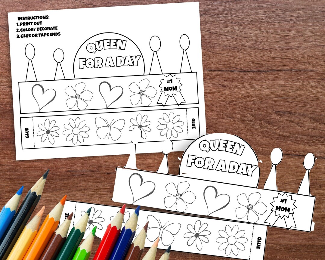 Mother's Day Crown Craft: Kids Coloring Activity (printable) - Etsy