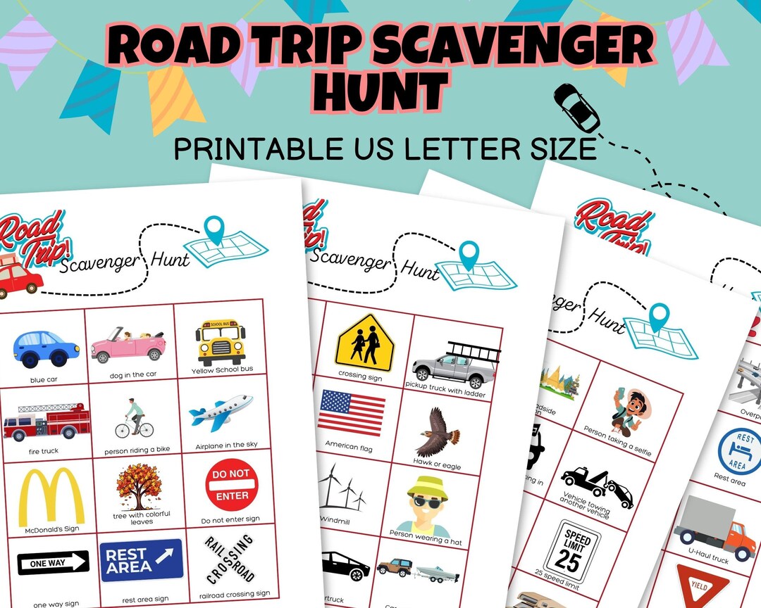 Road Trip Scavenger Hunt, Printable Car Ride Activity, Spot the ...