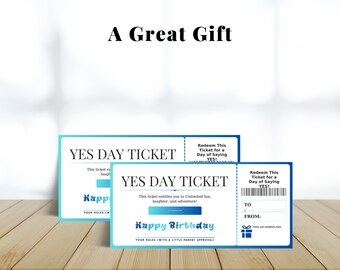 Editable Yes Day Printable Voucher, Happy Birthday Yes Day Ticket, Yes ...