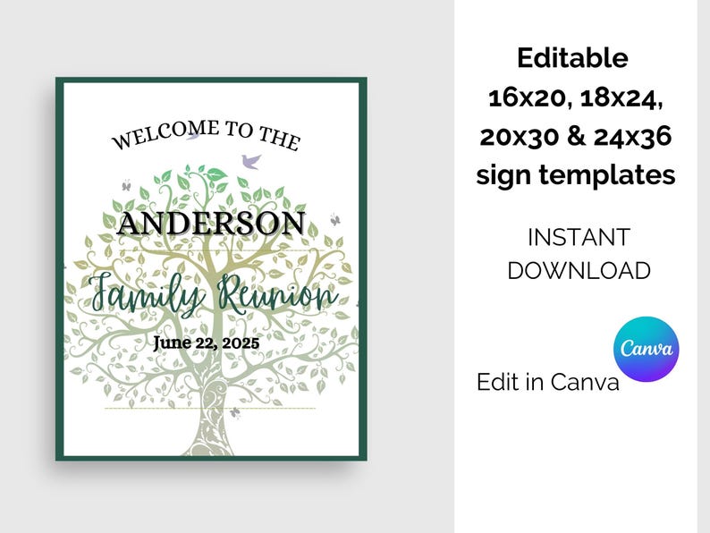 Family Reunion Welcome Sign Template: Editable Canva Poster (PDF) - Etsy