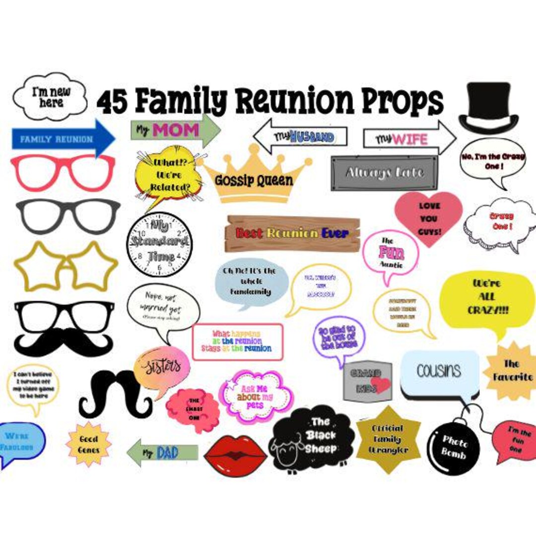 Family Reunion Photo Booth Props, Funny Speech Bubbles Crazy Props - Etsy