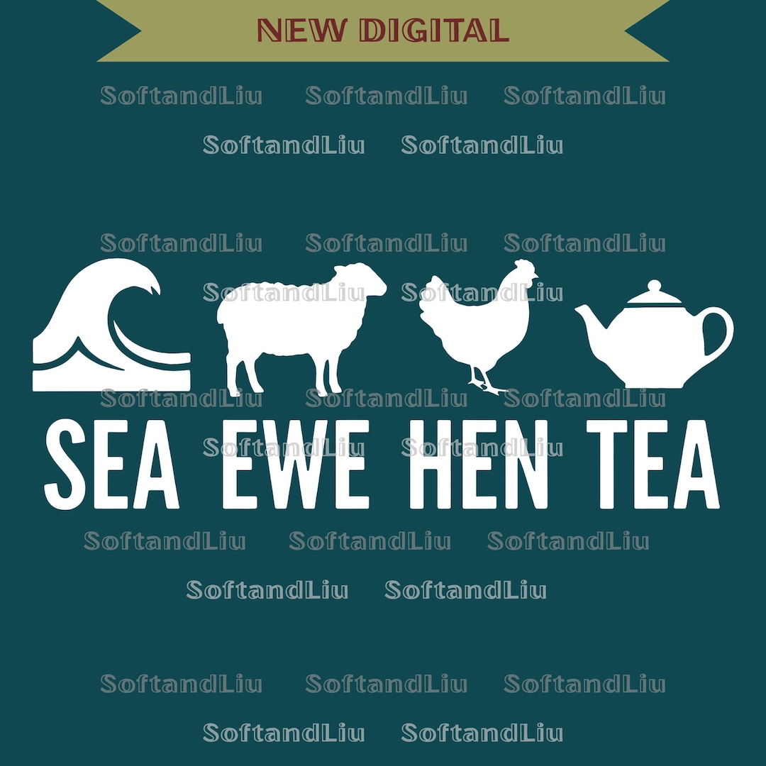 Sea Ewe Hen Tea Rebus Puzzle Png, Funny Phonetic Joke Png, Word Play ...