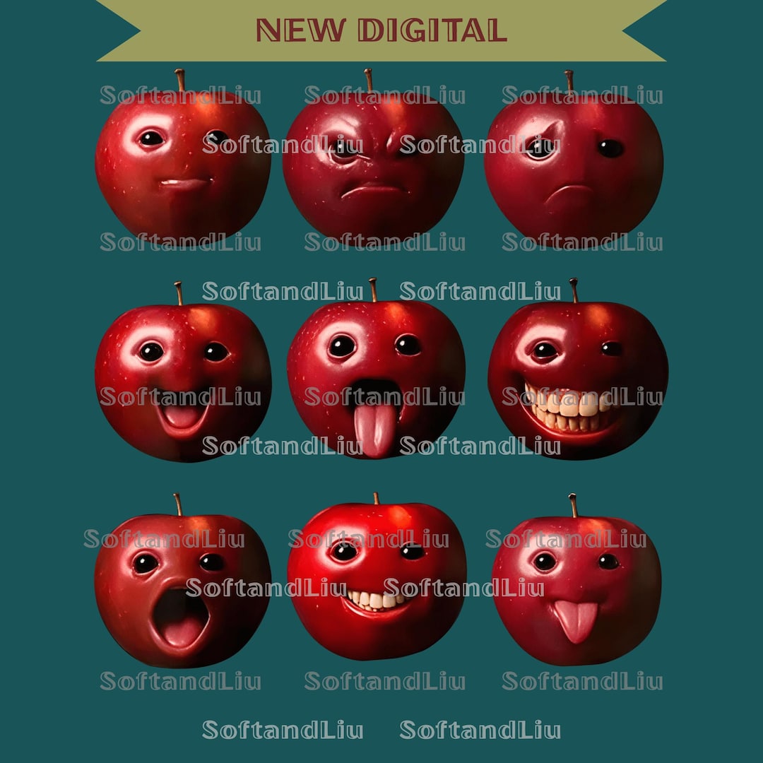 Funny AI Apple Png, Gen Z Brainrot Meme Graphic Png, Silly Fruit Humor ...