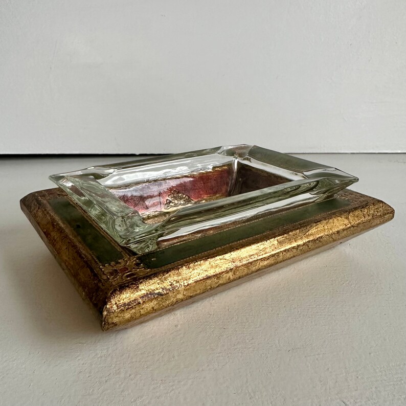 Italian Florentine Tole Ashtray W/ Glass Insert - Etsy