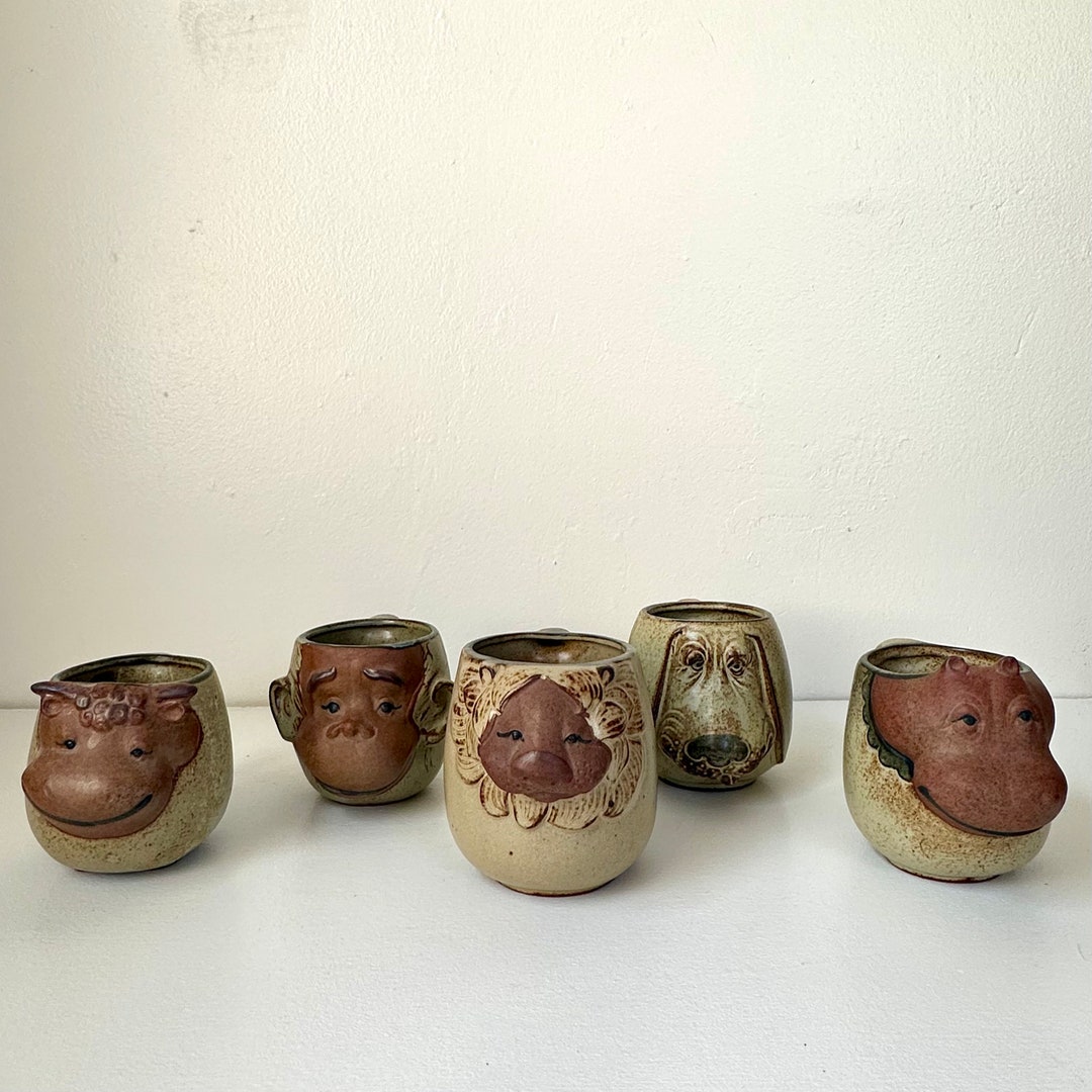 Choice UCTCI Gempo Japan Stoneware Mugs Lion/cow/monkey/hippo/bassett ...