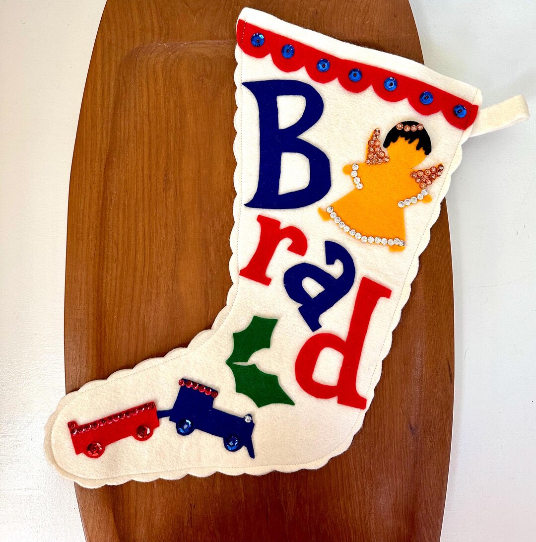 Mid Century Brad Felt Handmade Christmas Stocking - Etsy