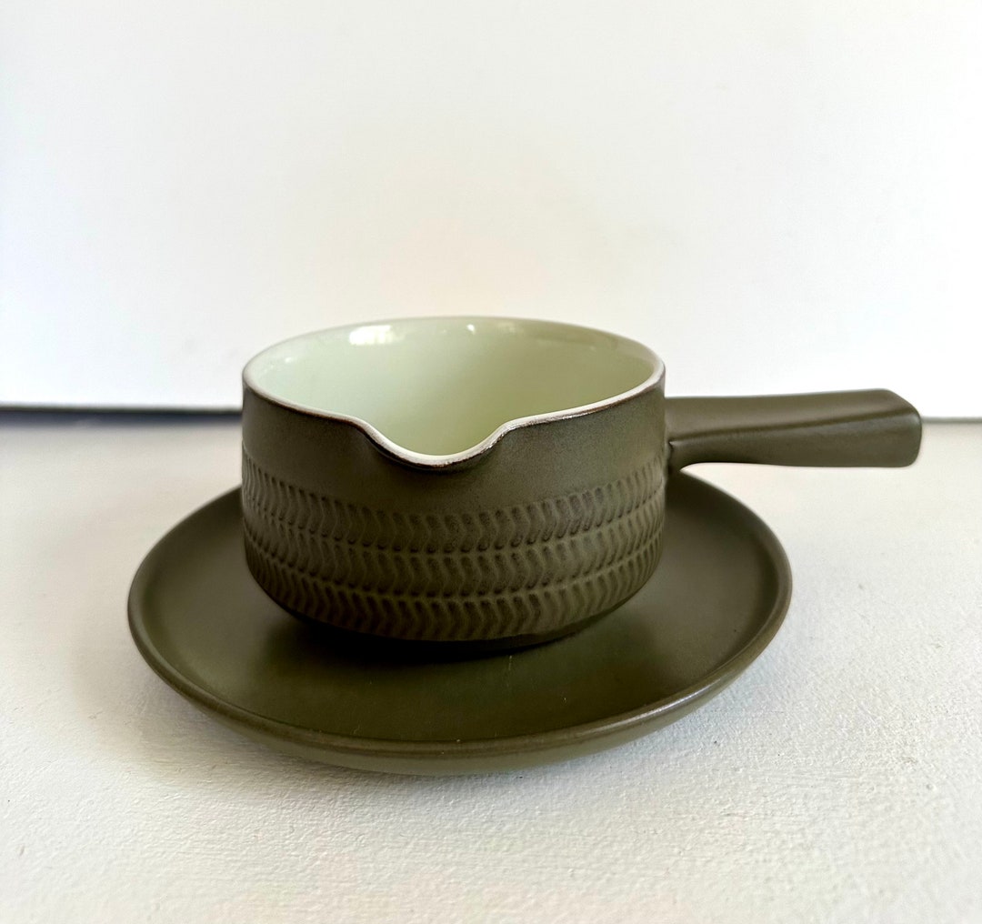1970s Denby Langley Camelot Cheveron Dark Green Gravy and Underplate - Etsy