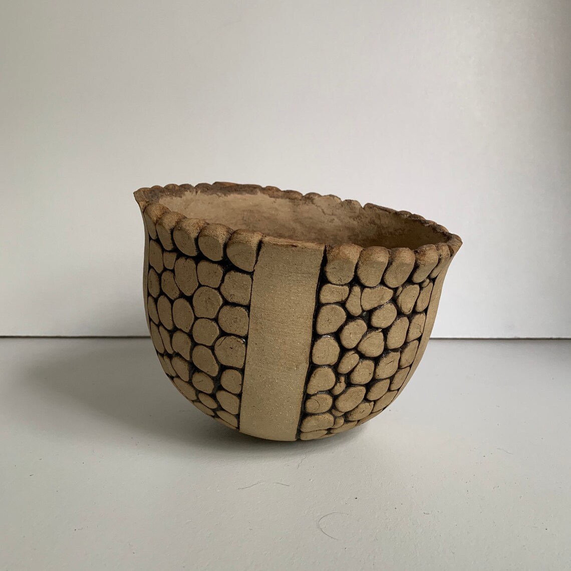 Nulton Stoneware Studio Pottery Incised Vessel Planter | Etsy