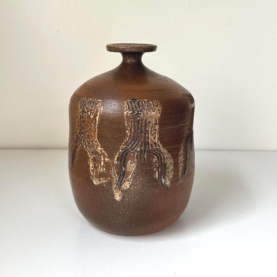7 In. Incised Studio Pottery Weedpot Vase Vintage/artist Signed Dale - Etsy