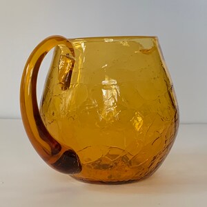 Vintage 5 In. Blenko Amber Gold Crackle Glass Pitcher #3750 as is Maker ...