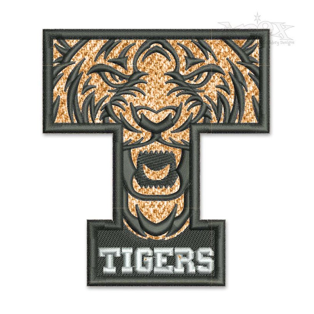 T Tiger Applique Machine Embroidery Design PES DST JEF Instant Download ...