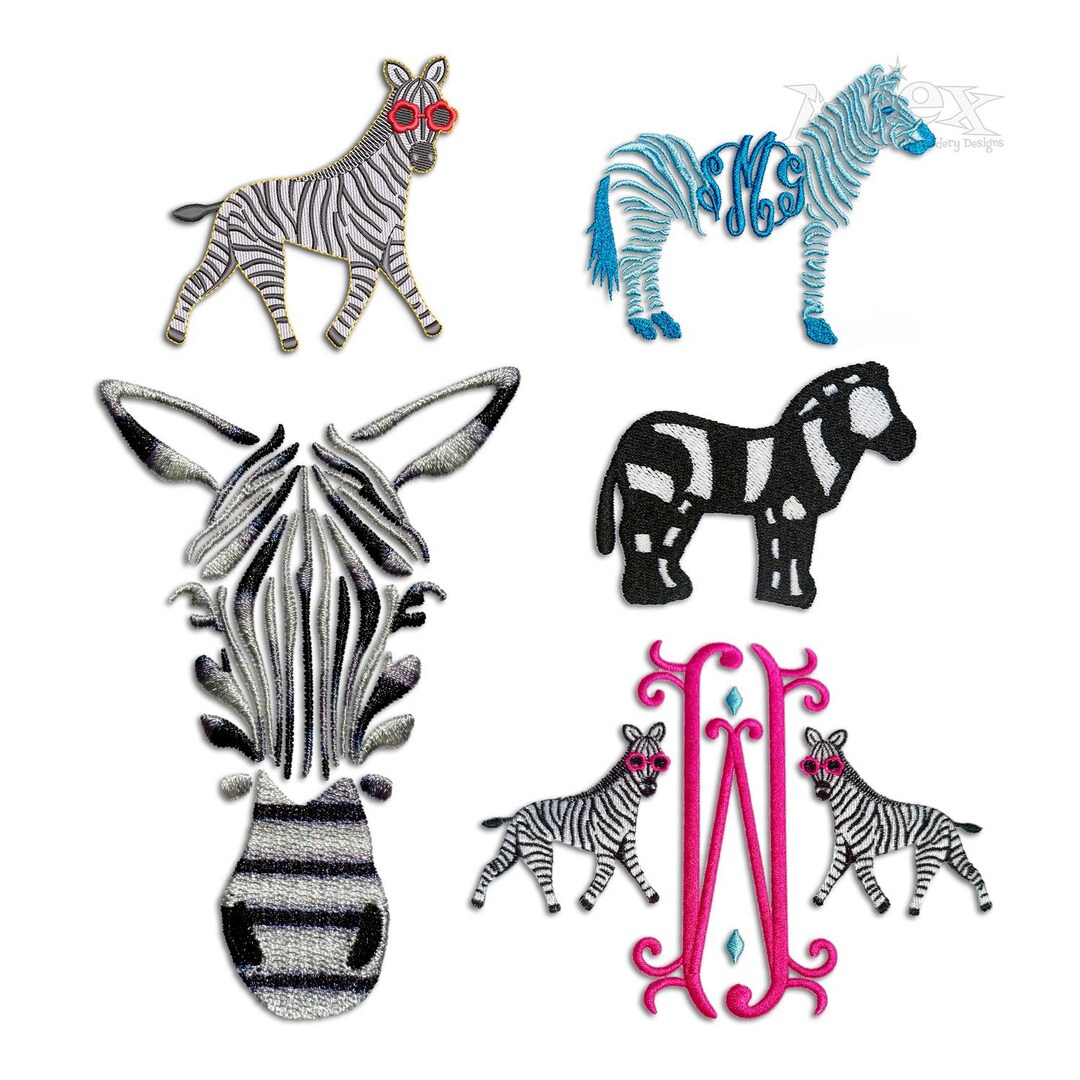 Zebra Bundle Animal Machine Embroidery Design PES DST JEF Instant ...