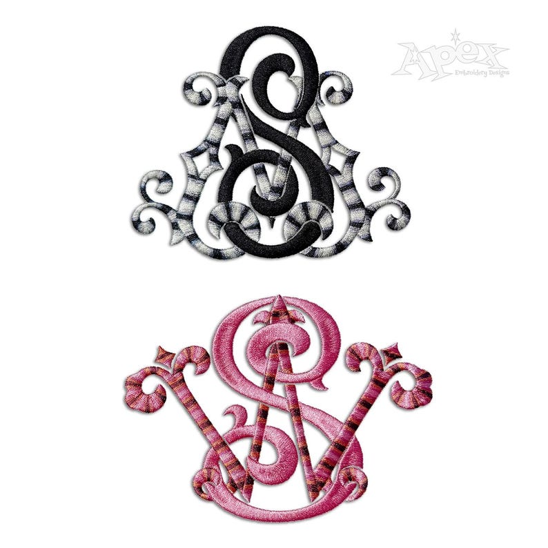 Custom 2-letter Interlocking Monogram Font Embroidery Digitizing ...