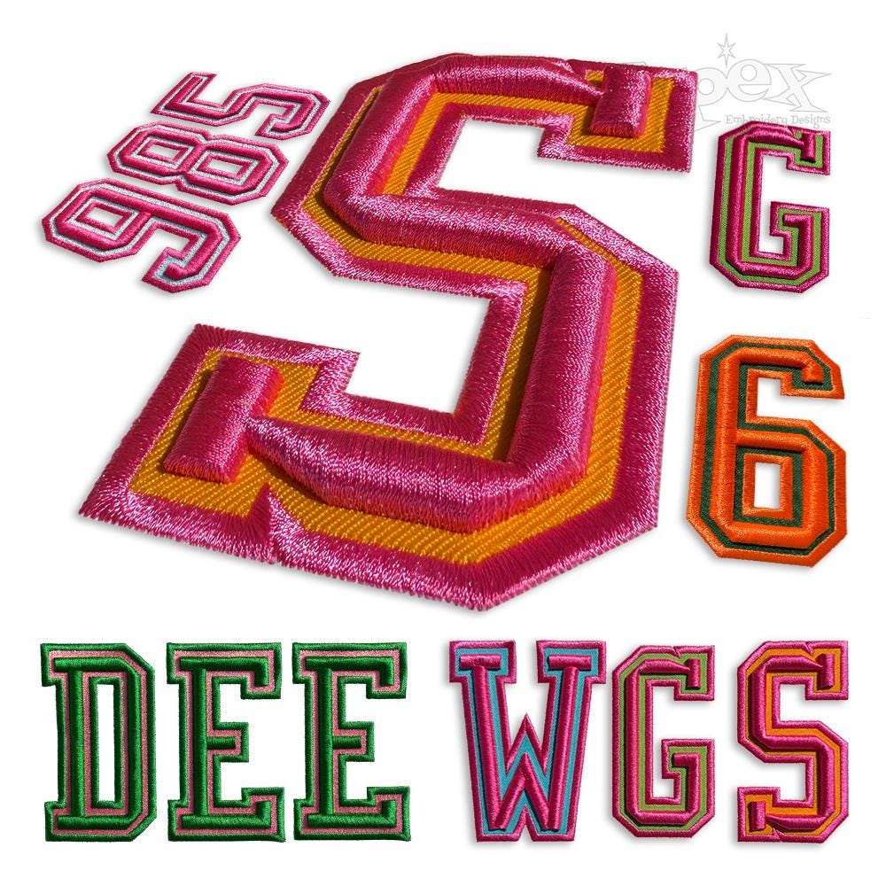 Varsity 3D Embroidery Font Pack: Applique Letters (instant Download ...