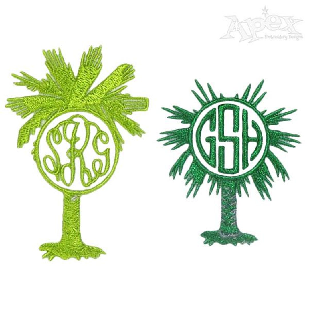 Palm Tree Monogram Frame Machine Embroidery Design PES DST JEF Instant ...