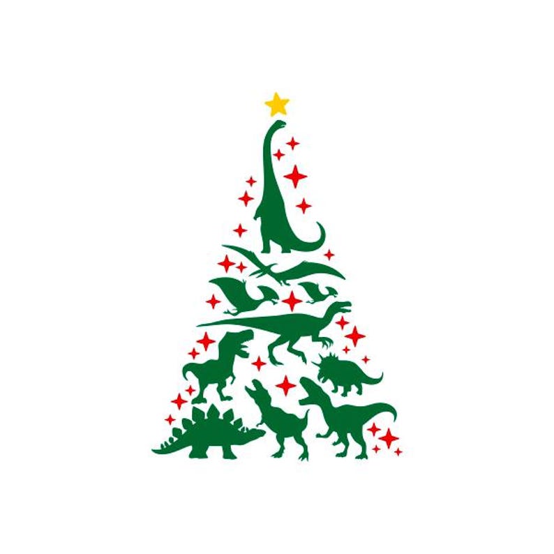 Dinosaur Christmas Tree SVG: Dino Cuttable Design (digital Download) - Etsy