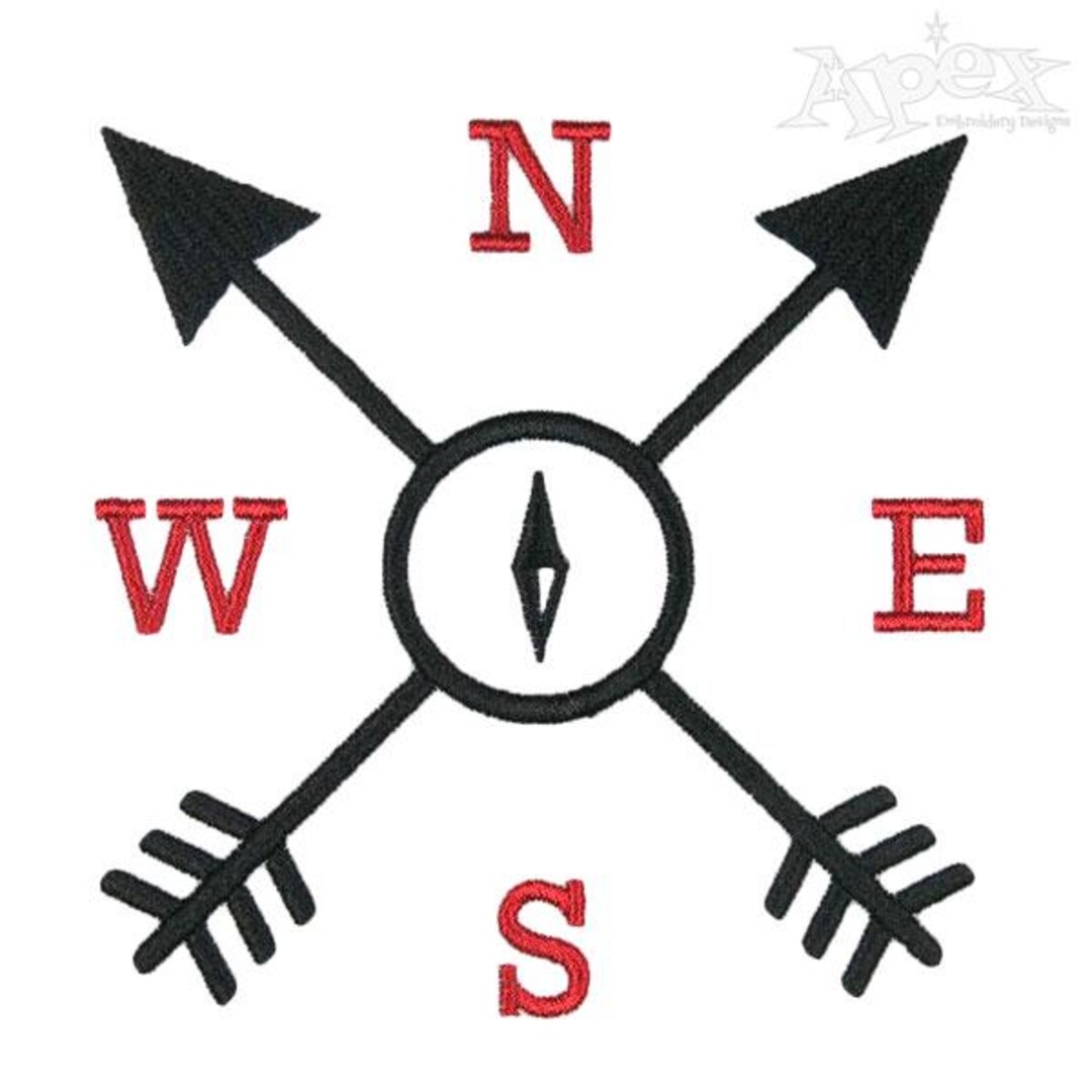 Compass Arrow Machine Embroidery Design PES DST JEF Instant Download - Etsy