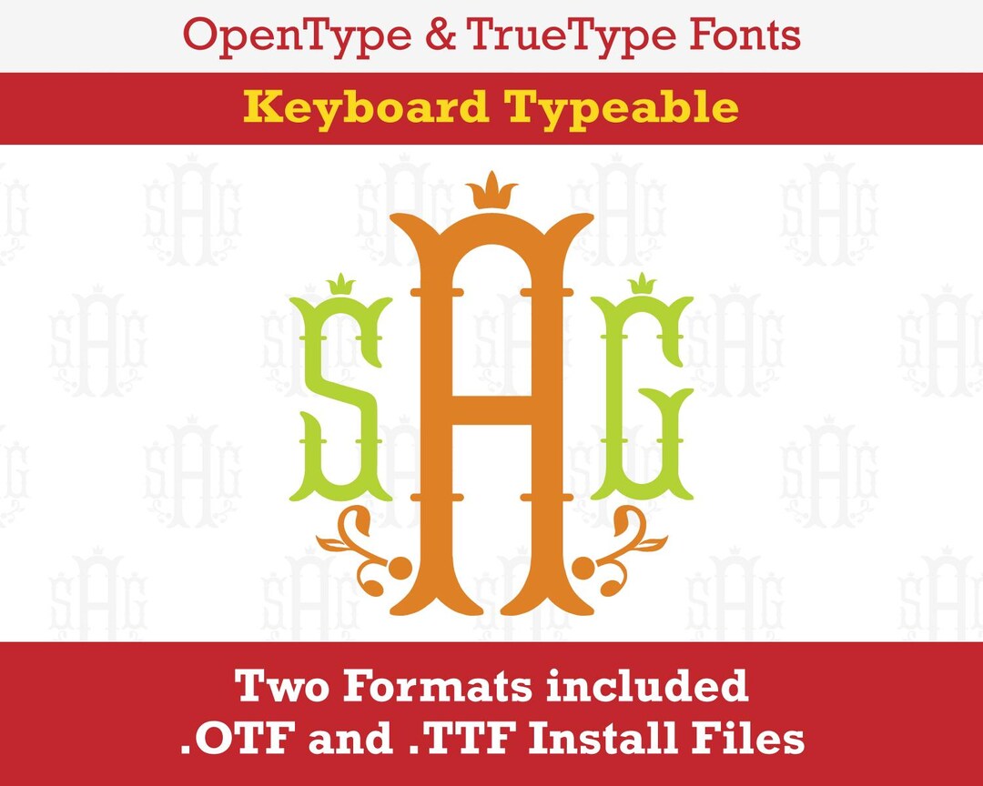 Nola Monogram Truetype Opentype Font - OTF TTF Keyboard Typable - Etsy
