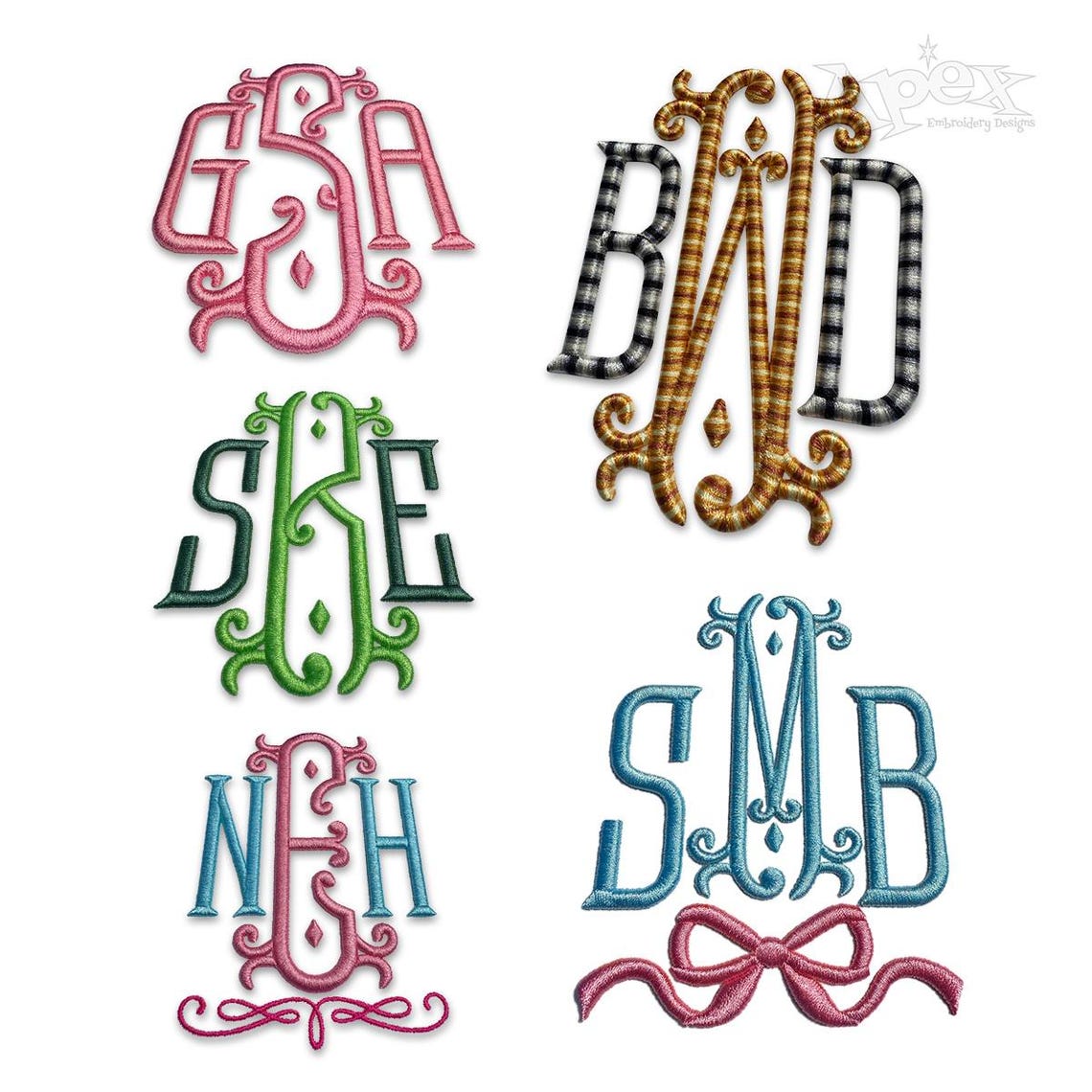 Vienna Monogram 3D Puffy Machine Embroidery Font Alphabet Letters ...